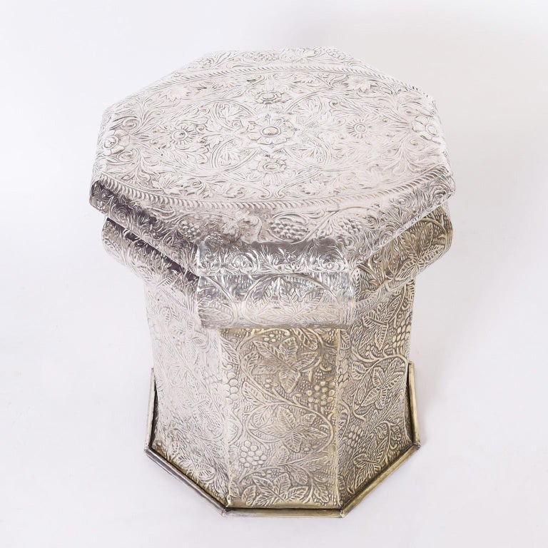 Pair of Vintage Moroccan Tin Storage Bins or Stands For Sale at 1stDibs