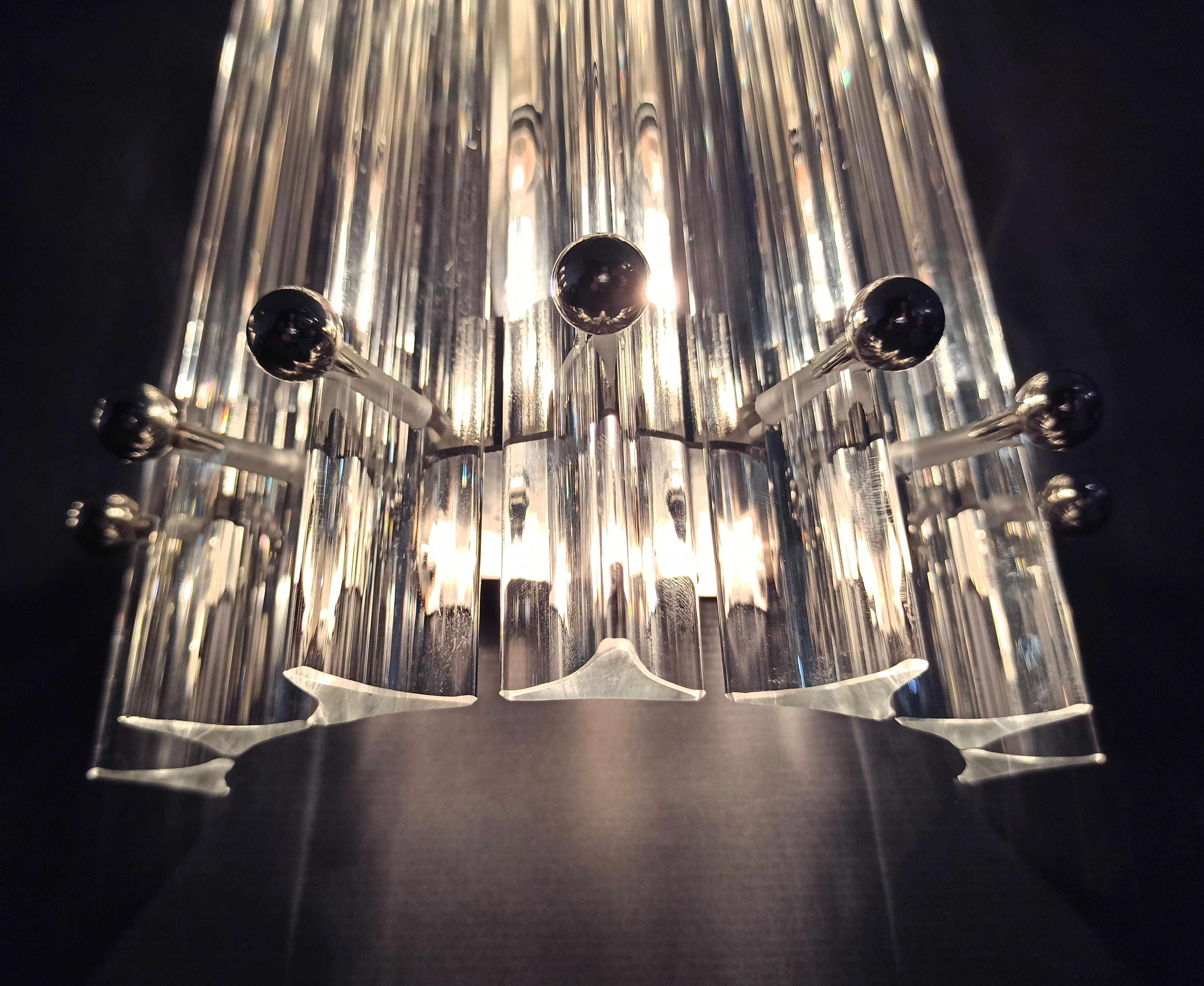 Pair of vintage Murano wall sconce – clear triedri - Column model For ...