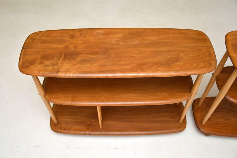Pair of Vintage Open Bookcases in Solid Elm by Ercol at 1stDibs
