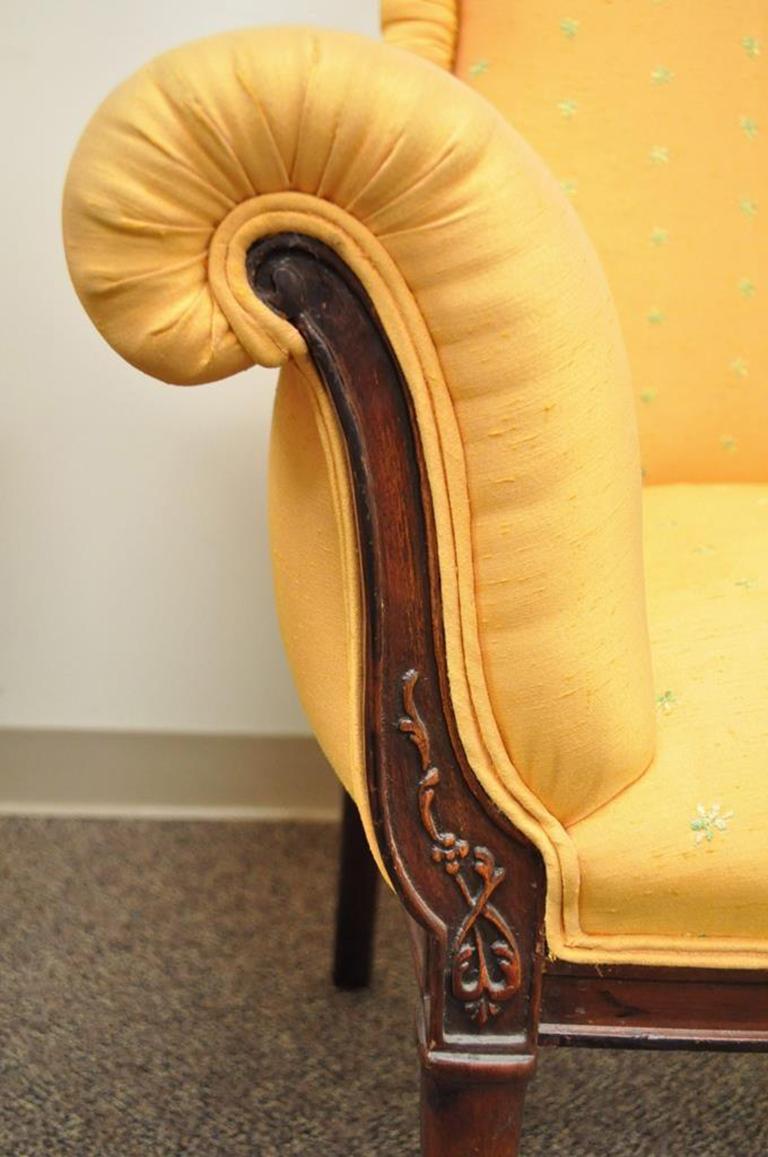 Pair of Vintage Orange Hollywood Regency French Style Carved Fireside ...
