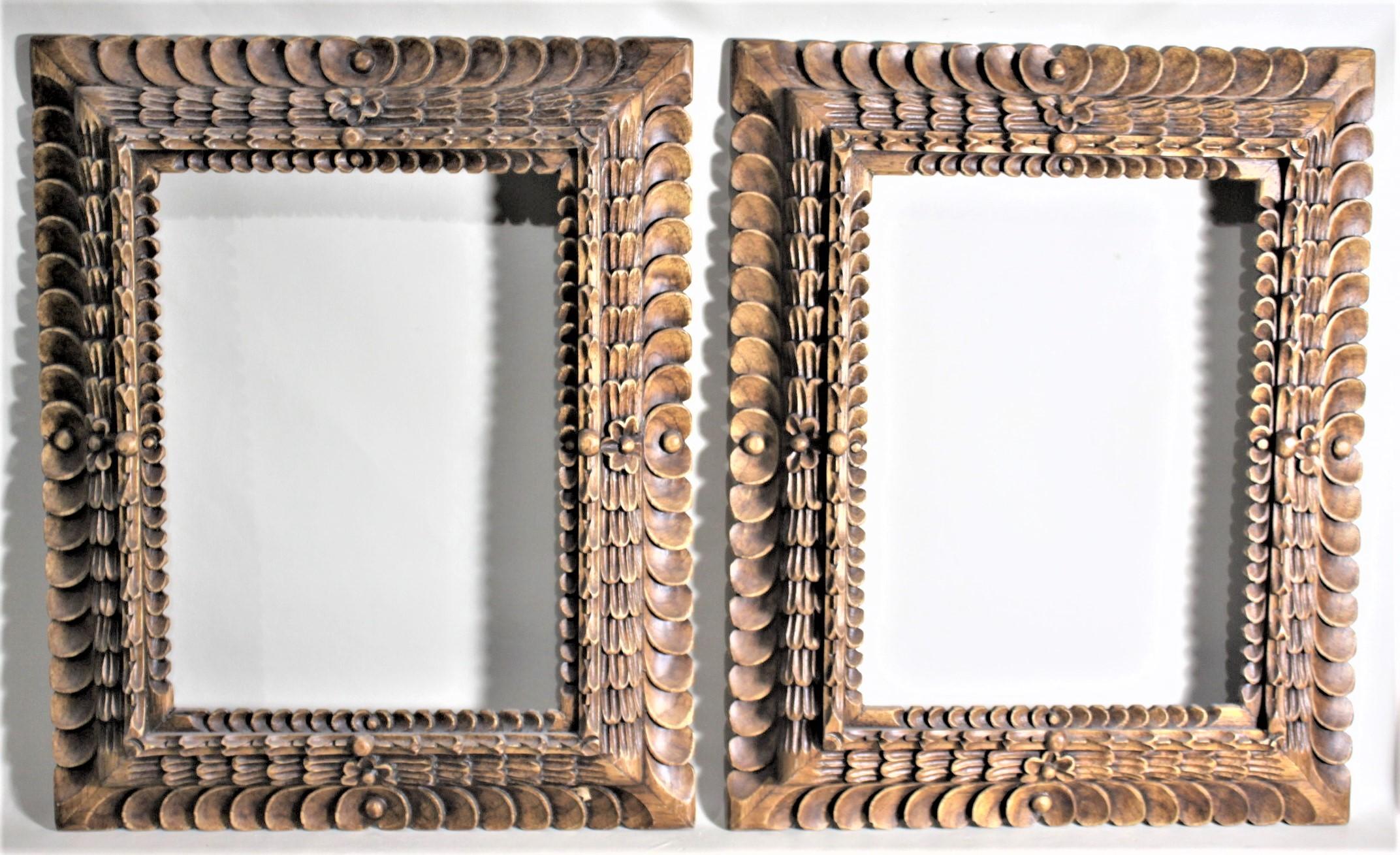 Pair of Vintage Ornately Hand-Carved Wooden Folk Art Styled Picture ...