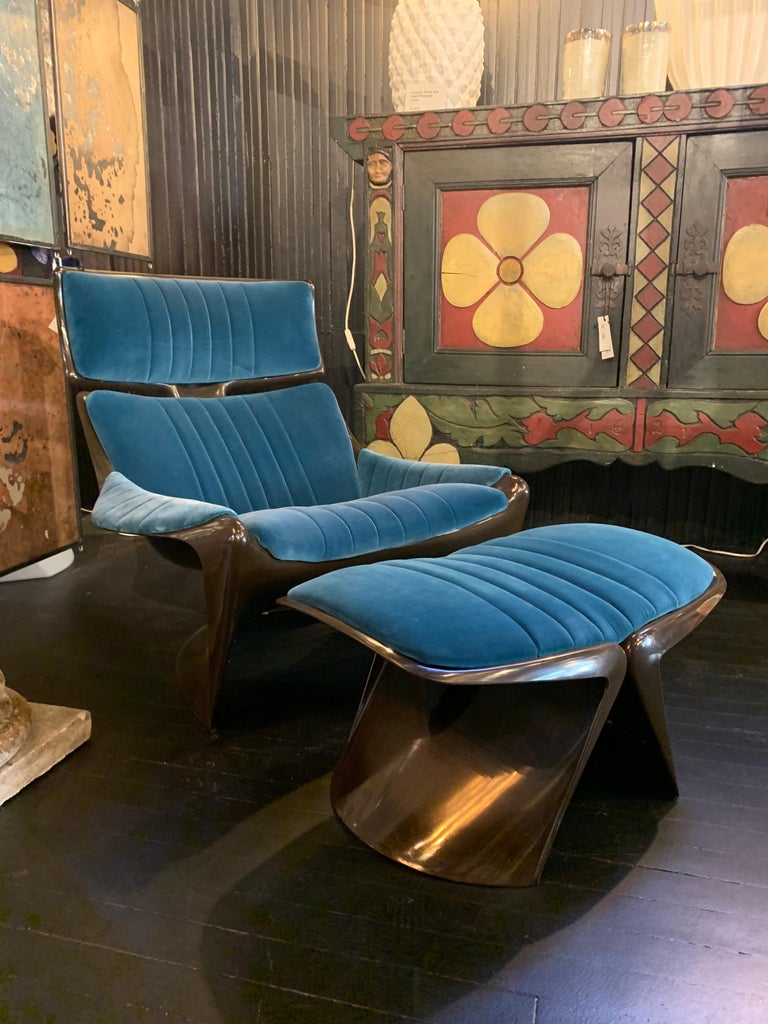Pair of Vintage Ostergaard Lounge Chairs and Ottomans For Sale at 1stDibs