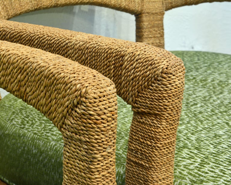 Pair of Vintage Palecek Woven Natural Seagrass Fiber Lounge Chairs and ...