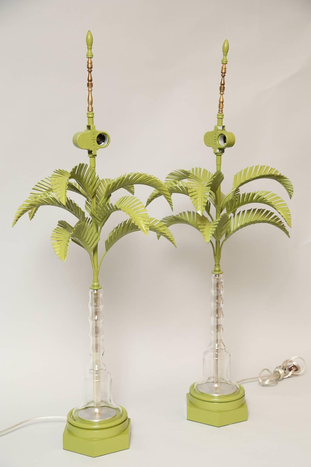Pair of Vintage Palm Tree Lamps with Glass Trunks at 1stDibs | palm ...