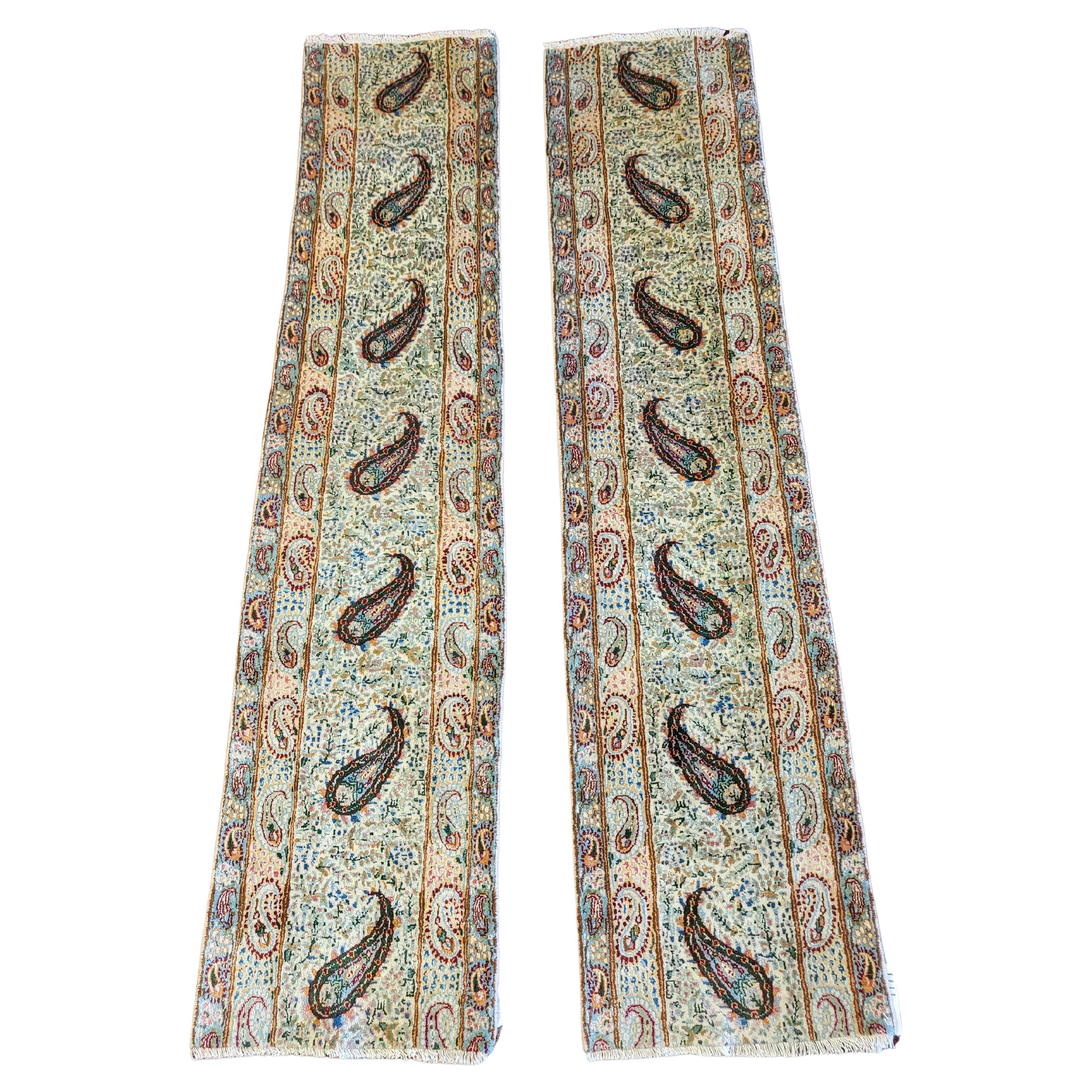 Pair of Vintage Persian Kerman Runners - Cream and Pastel Colors ...