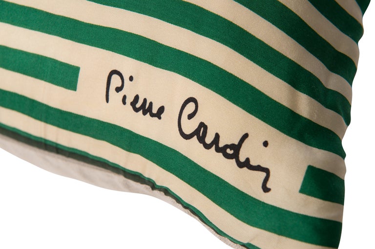 Pair of Vintage Pierre Cardin Green Geometric Silk Fabric and Irish ...