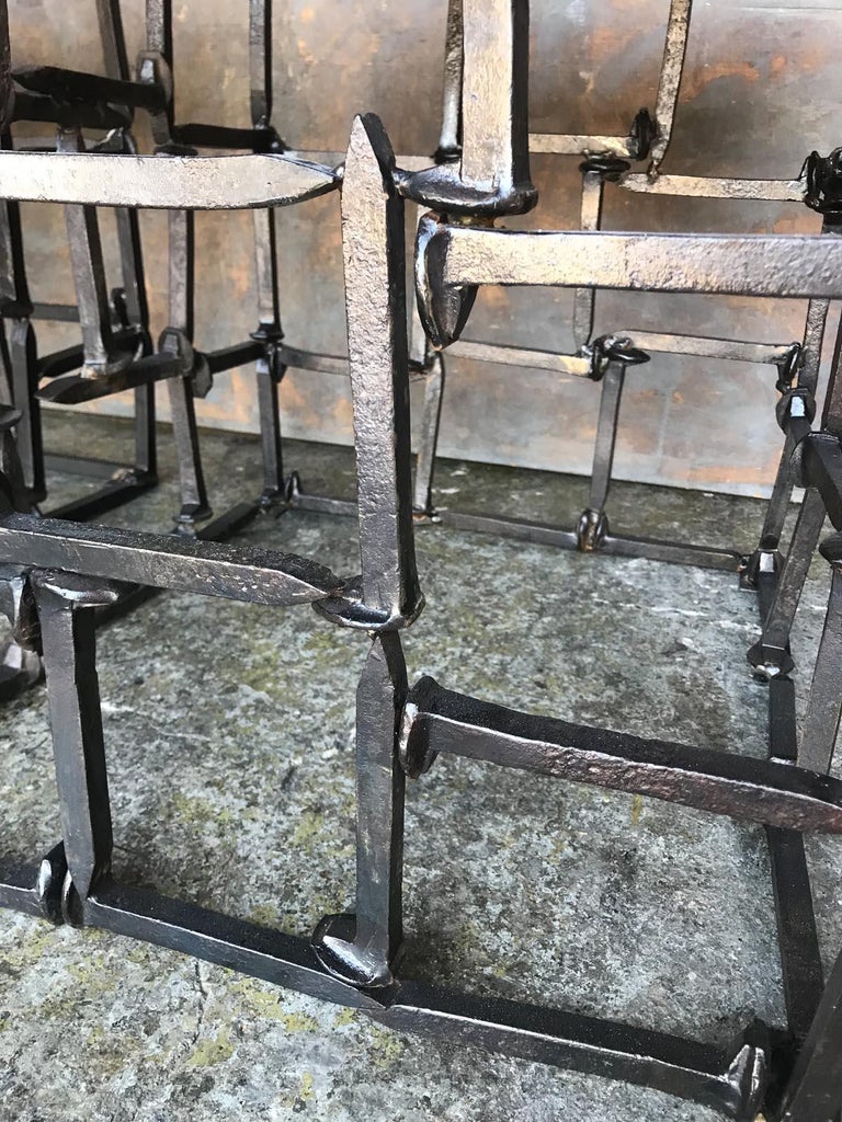 Pair of Vintage Railroad Spike Tables with Stone and Bronze Tops For ...