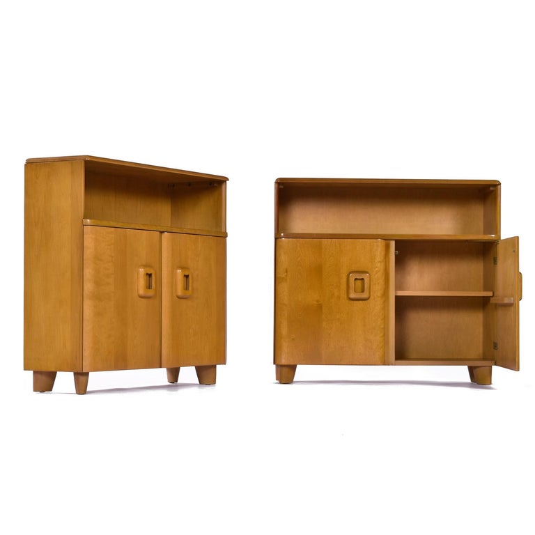Pair of Vintage Restored Solid Maple Heywood Wakefield Wheat Bookcase ...