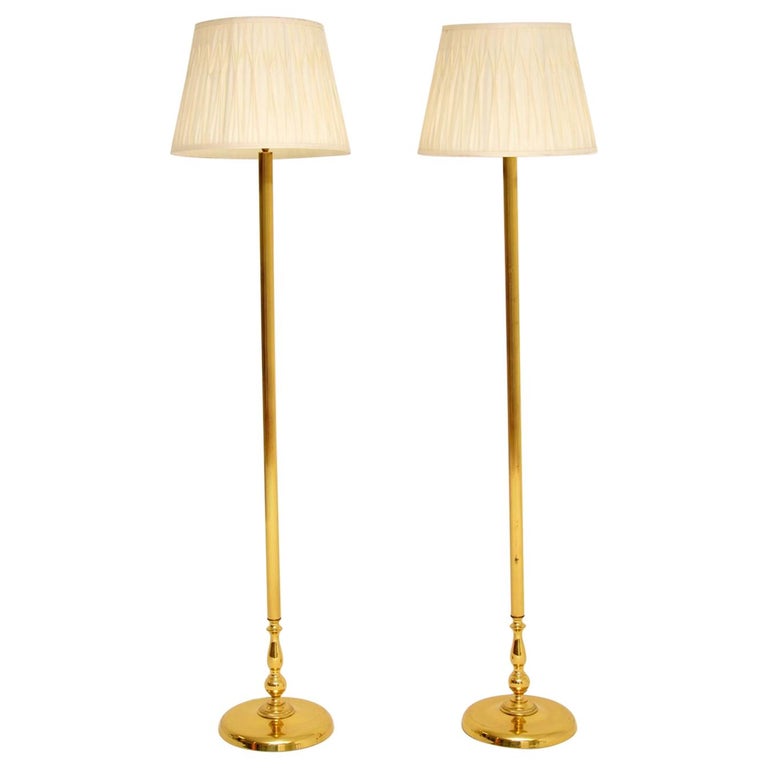 Pair of Vintage Solid Brass Floor Lamps at 1stDibs