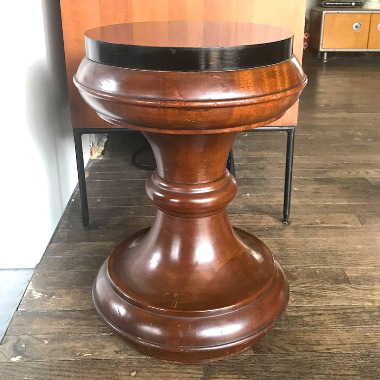 Pair of Vintage Staved Mahogany Chess Piece Table Stool Bohemian Plant ...