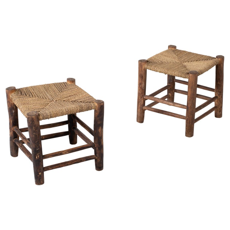 Pair of Vintage string Stools, France, 1960 For Sale at 1stDibs