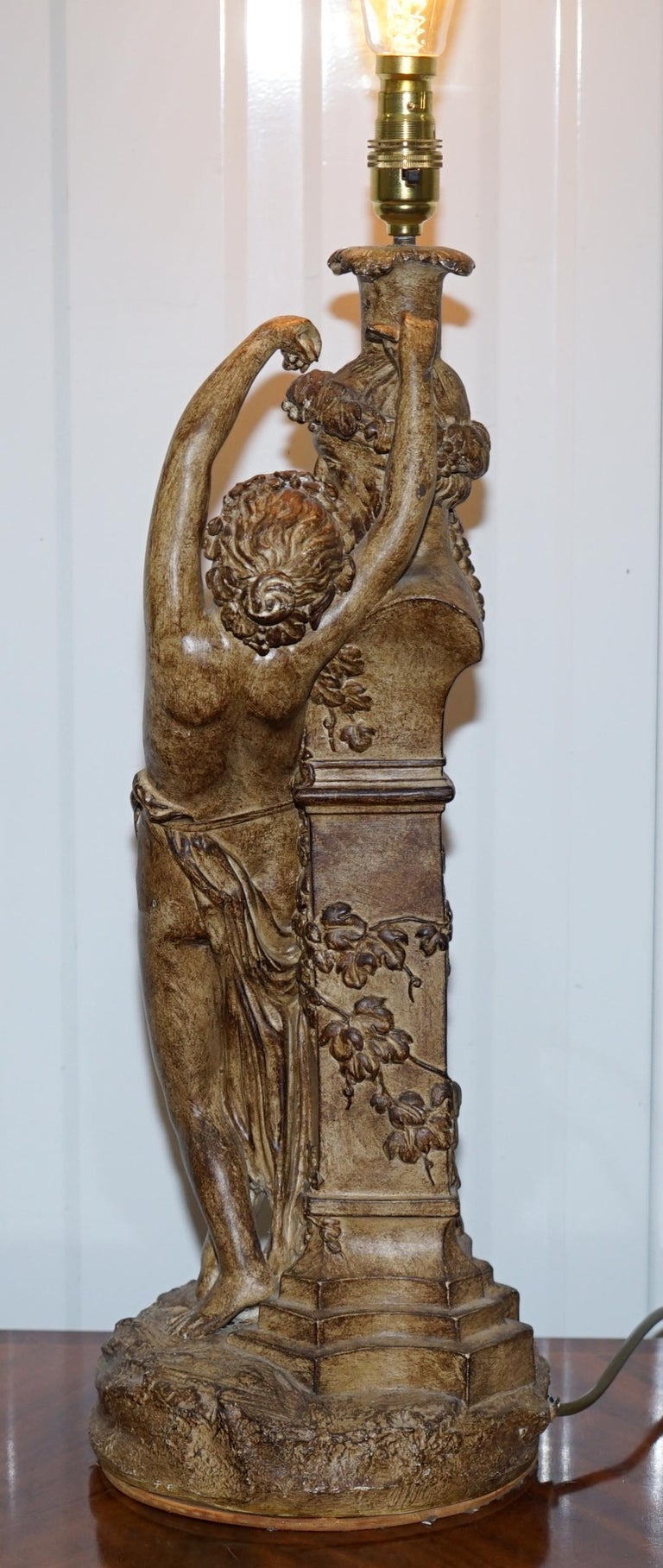 Pair of Vintage Style Maiden Seducing Zeus Statue Table Lamps Nicely ...