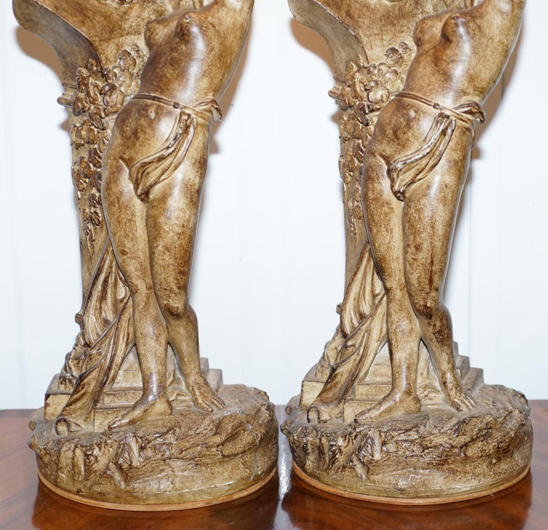Pair of Vintage Style Maiden Seducing Zeus Statue Table Lamps Nicely ...