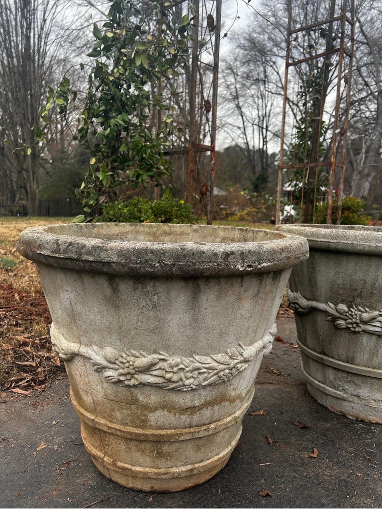 Pair of Vintage Swag Motif with Grape Vine Stone Planters For Sale at ...