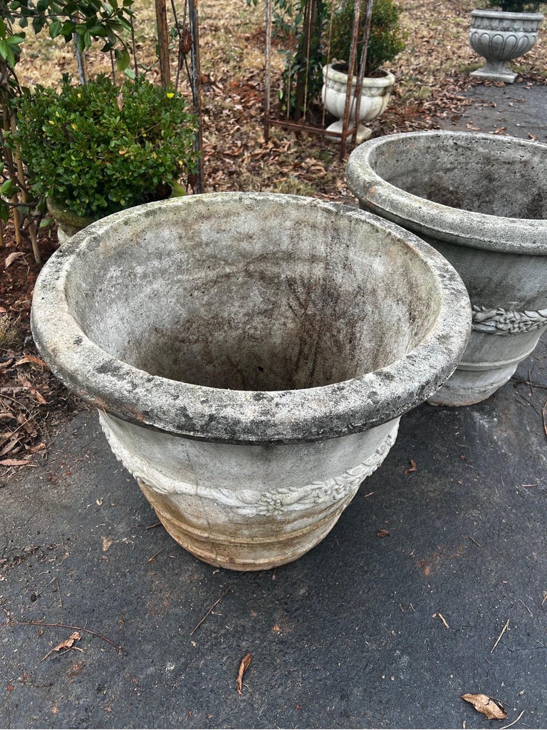 Pair of Vintage Swag Motif with Grape Vine Stone Planters For Sale at ...