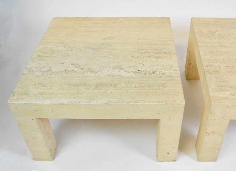 Pair of Vintage Travertine Parsons Tables at 1stDibs