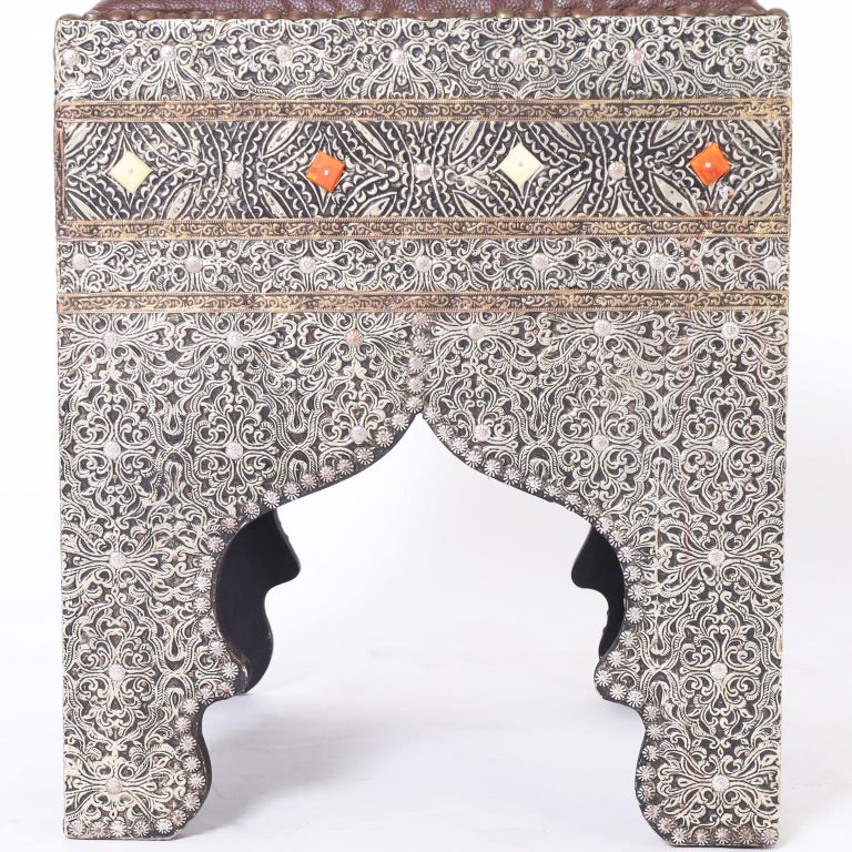 Pair of Vintage Turkish Metal Work Ottomans or Footstools For Sale at ...