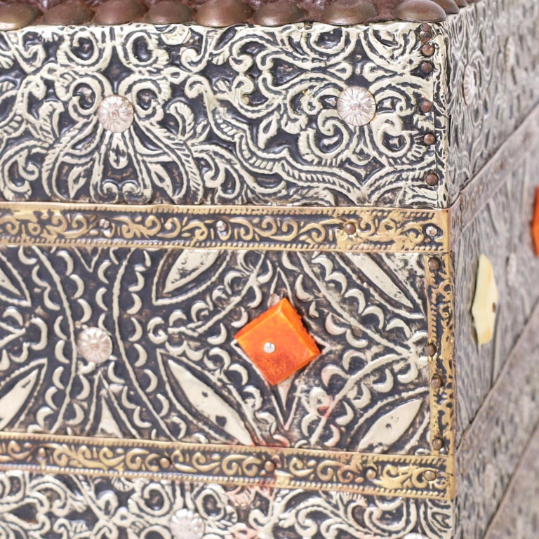 Pair of Vintage Turkish Metal Work Ottomans or Footstools For Sale at ...