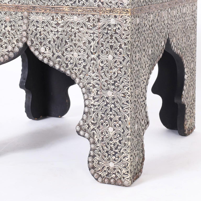 Pair of Vintage Turkish Metal Work Ottomans or Footstools For Sale at ...
