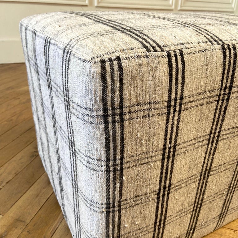 Pair of Vintage Turkish Rug Upholstered Cube Ottomans For Sale at 1stDibs