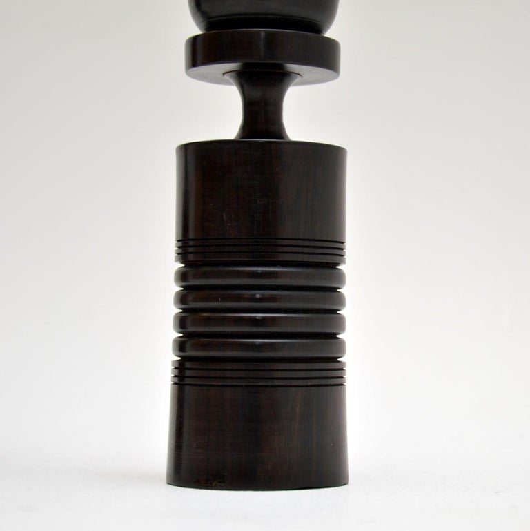 Pair of Vintage Turned Walnut Candlesticks at 1stDibs