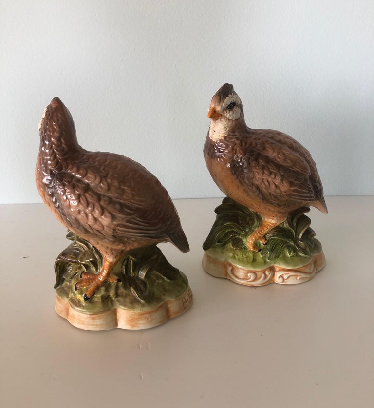 Pair of Vintage Victorian Style Hand Painted Ceramic Quails at 1stDibs