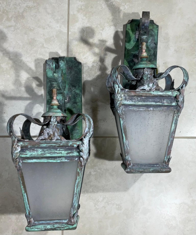 Pair of Vintage Wall Hanging Lantern at 1stDibs