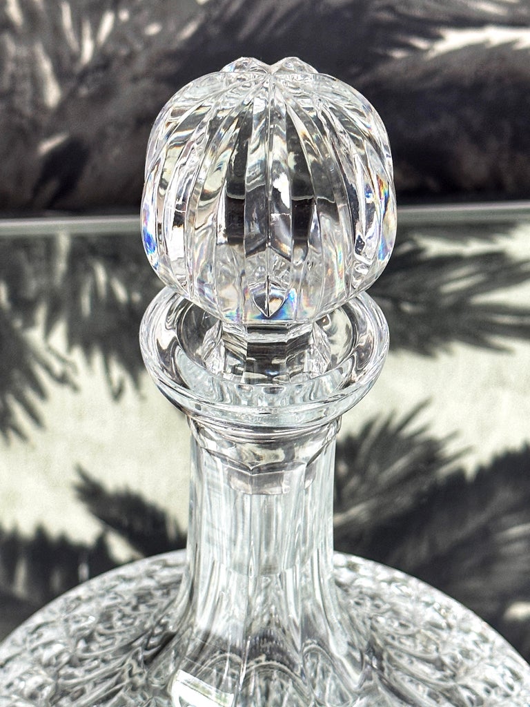 Pair of Vintage Waterford Crystal Ships Decanters with Diamond Cuts, c ...