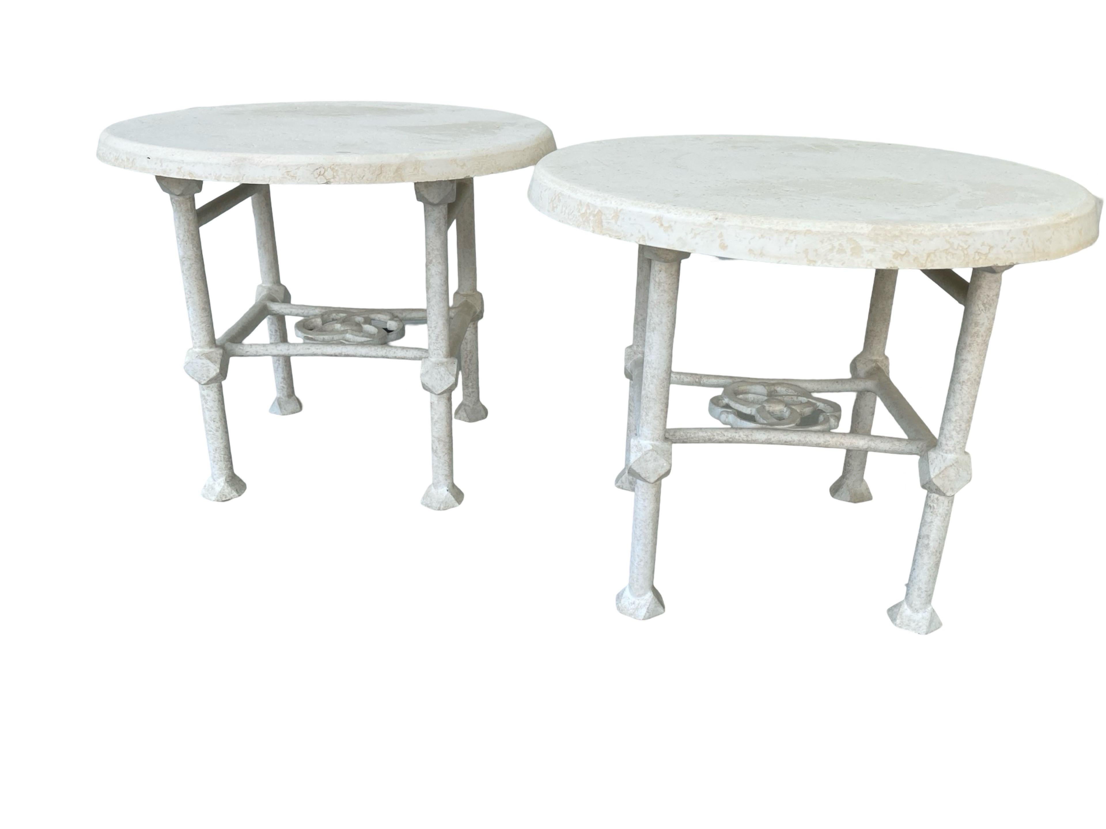 Pair of Vintage White Giacometti Style Patio Outdoor Side Tables For ...