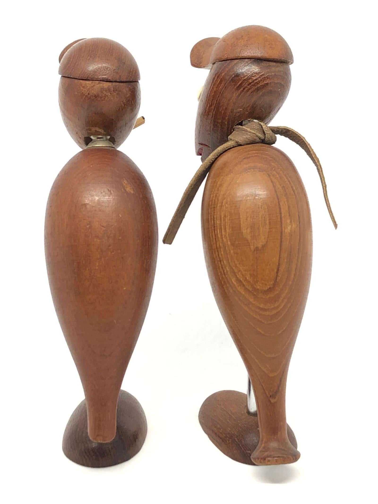 Pair of Vintage Wood Crow Bird Teak Wood Corkscrew Bottle Opener Danish ...