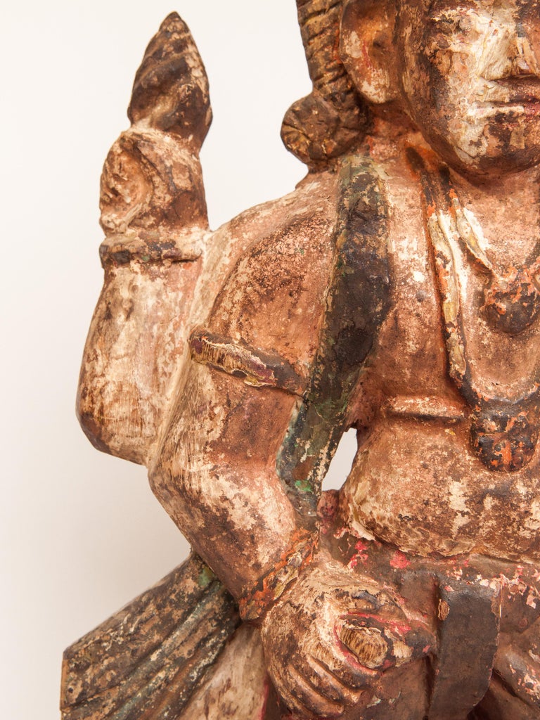 Pair of Vintage Wood Guardian Statues from India Early 20th Century ...