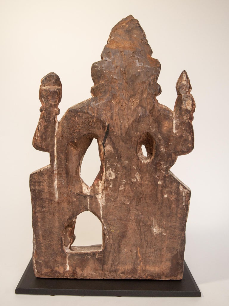 Pair of Vintage Wood Guardian Statues from India Early 20th Century ...