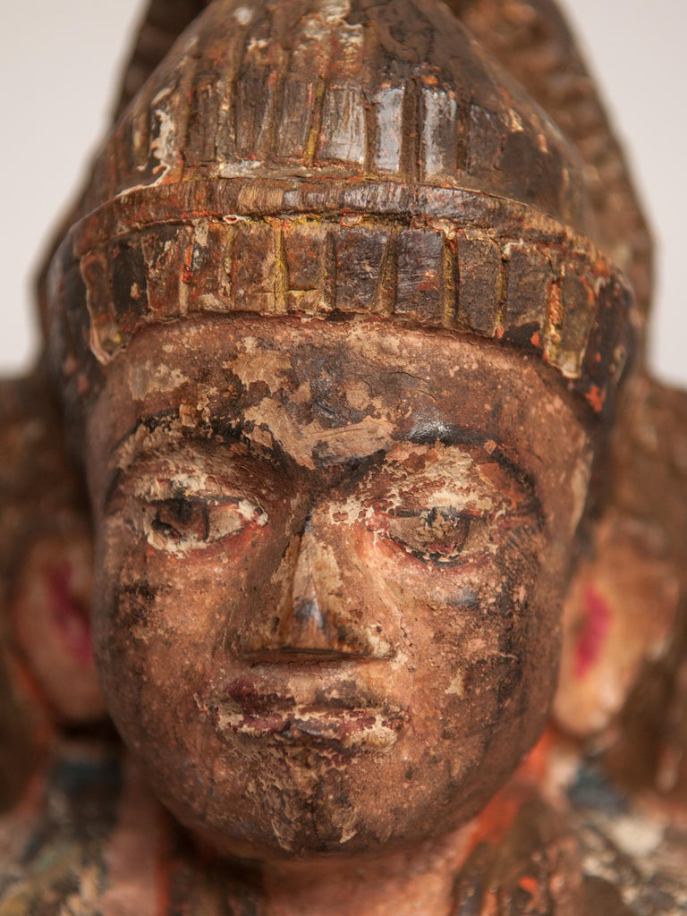 Pair of Vintage Wood Guardian Statues from India Early 20th Century ...