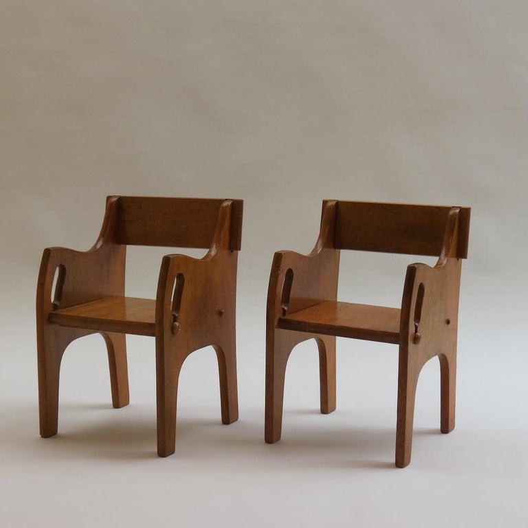Pair of Vintage Wooden Childs Chairs CC41 1940s at 1stDibs