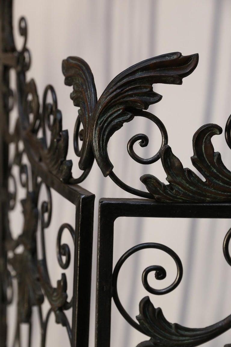 Pair of Vintage Wrought Iron Filigree Gates For Sale at 1stDibs