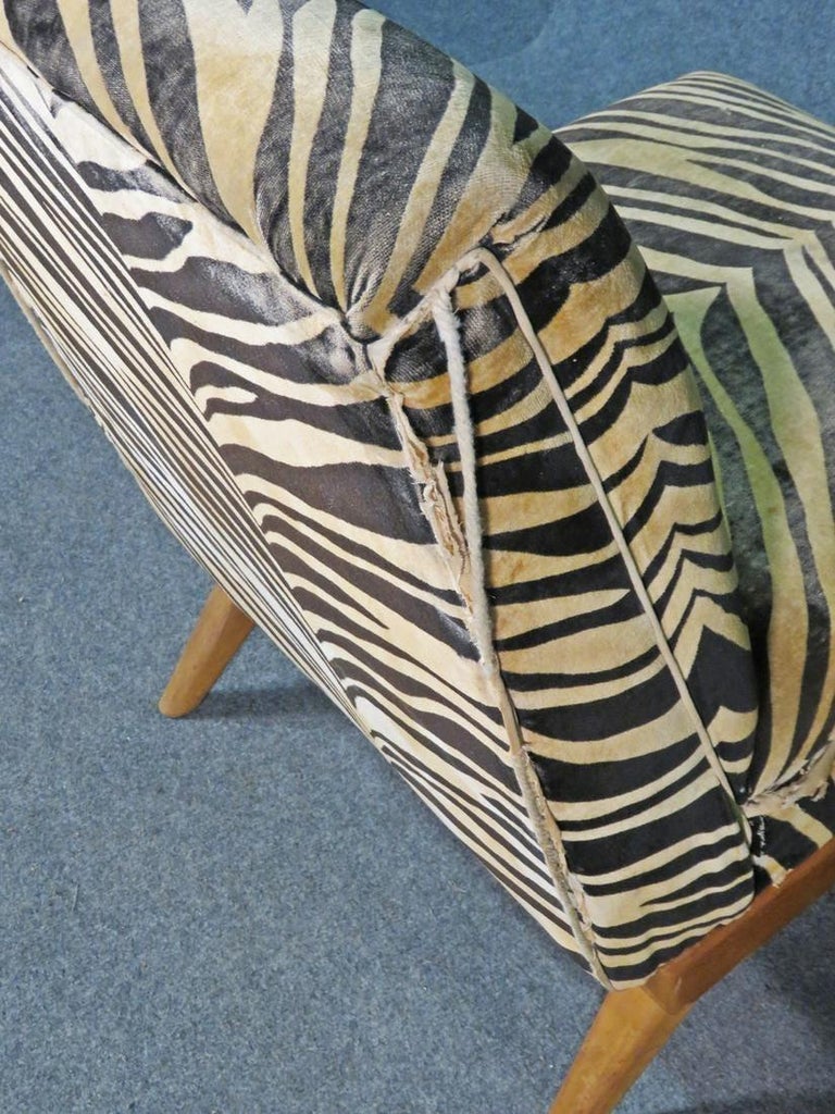 Pair of Vintage Zebra Print Lounge Chairs For Sale at 1stDibs