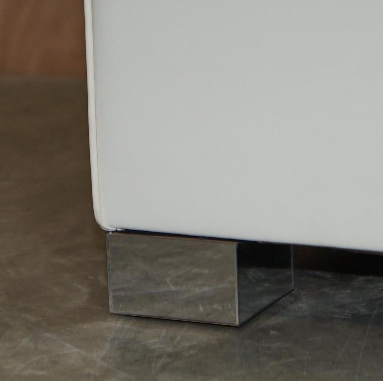 Pair of Viscount David Linley Ivory White Leather Max Club Armchairs ...