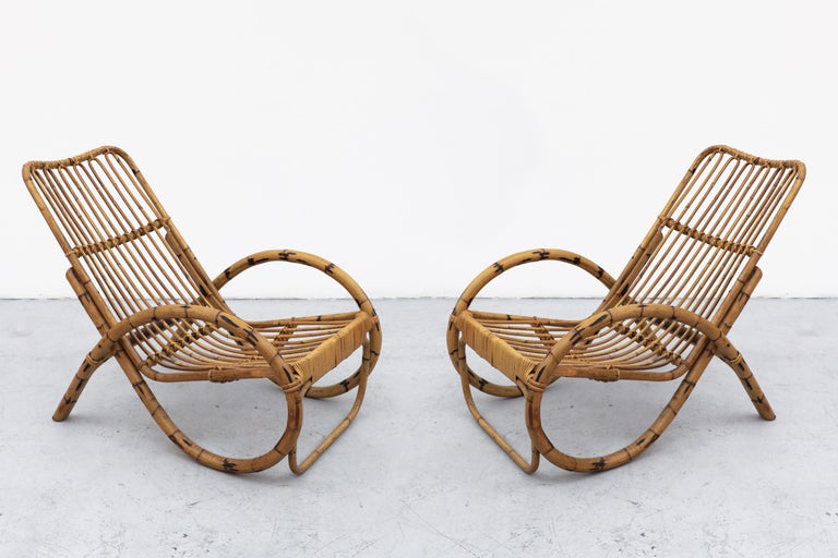 Pair of Vittorio Bonacina Bamboo Lounge Chairs For Sale at 1stDibs
