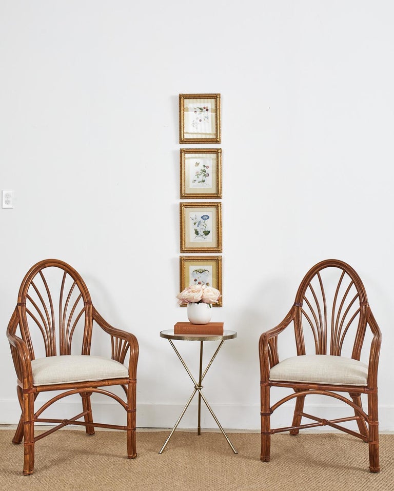 Pair of Vivai del Sud Style Rattan Dining Armchairs For Sale at 1stDibs