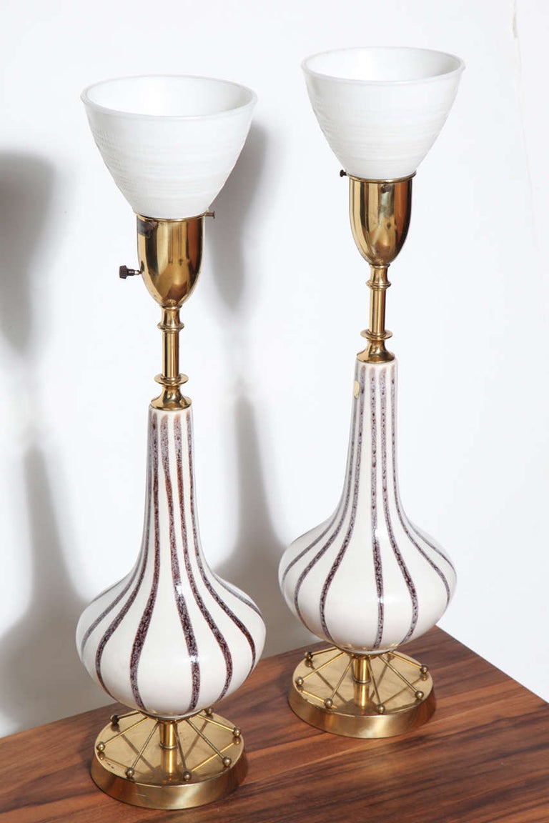Pair of Vontury for Rembrandt Lamp Co. Hand Painted Ceramic Table Lamps ...