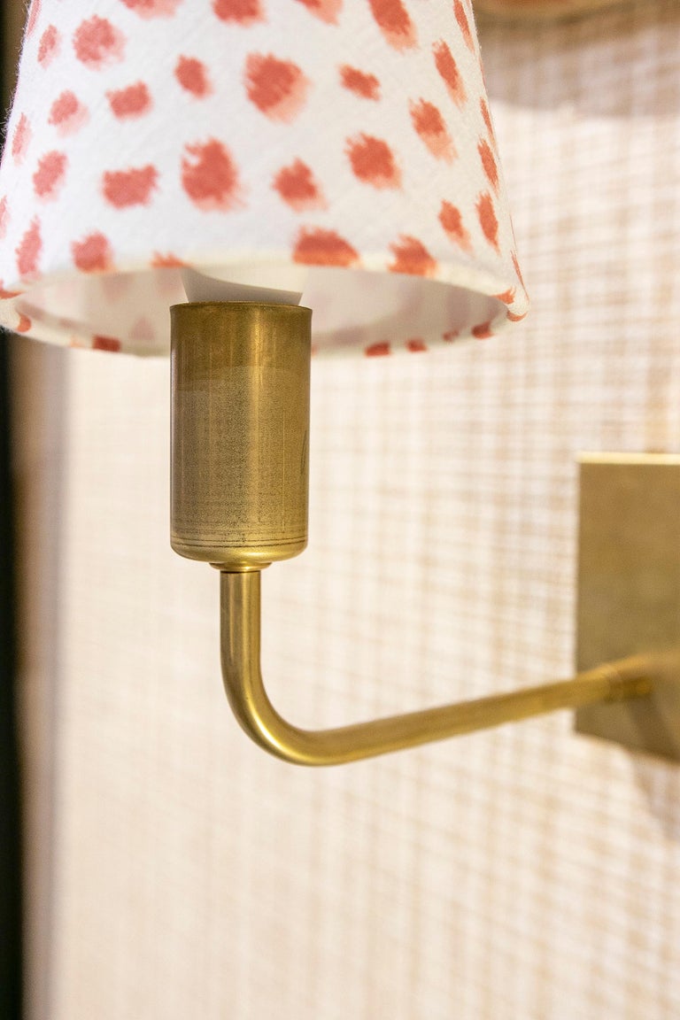 Pair of Wall Sconces with Leopard Pink Lampshades For Sale at 1stDibs