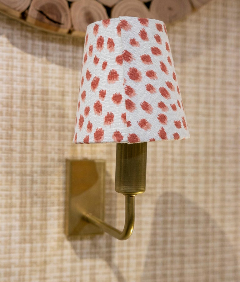 Pair of Wall Sconces with Leopard Pink Lampshades For Sale at 1stDibs