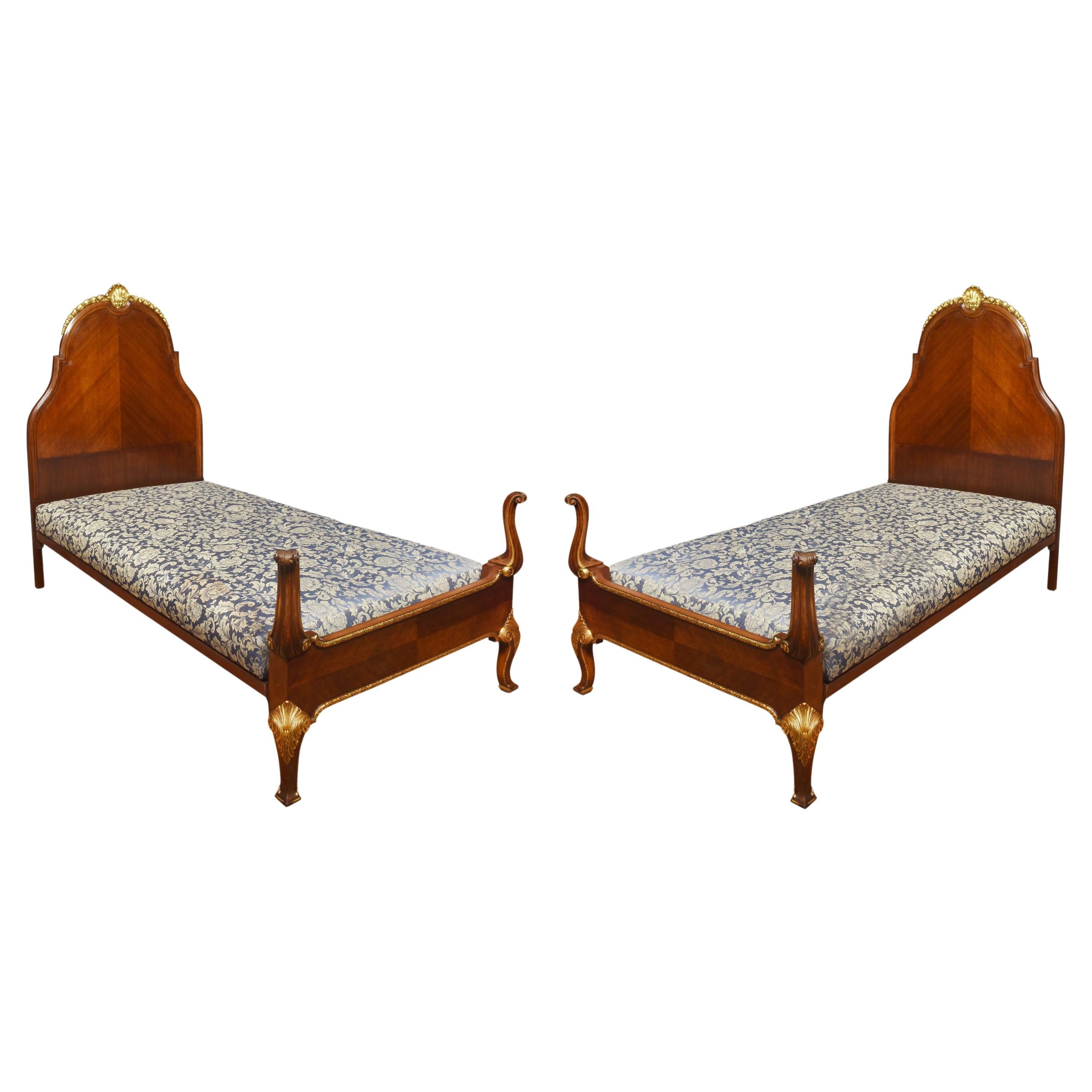 Early 1900s William And Mary Parcel Gilt Burl Walnut And Kingwood Twin Bedroom Set At 1stdibs