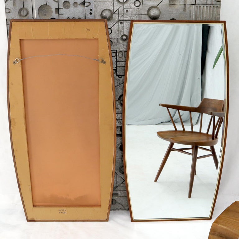 Pair of Walnut and Brass Boat Shape Mirrors Atr. to Paul McCobb For ...