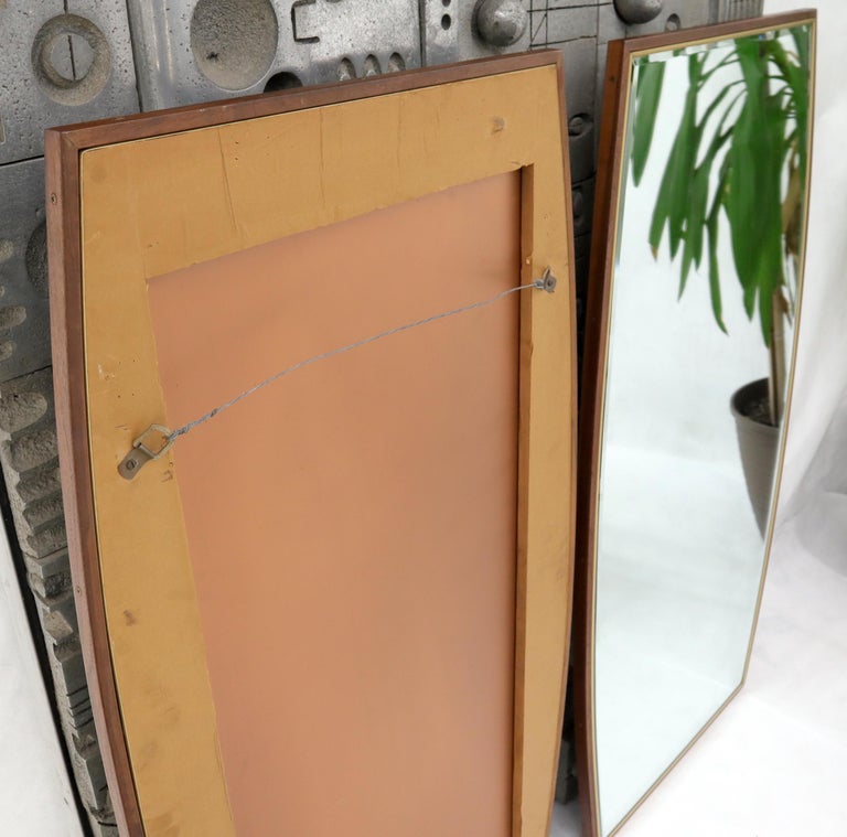 Pair of Walnut and Brass Boat Shape Mirrors Atr. to Paul McCobb For ...