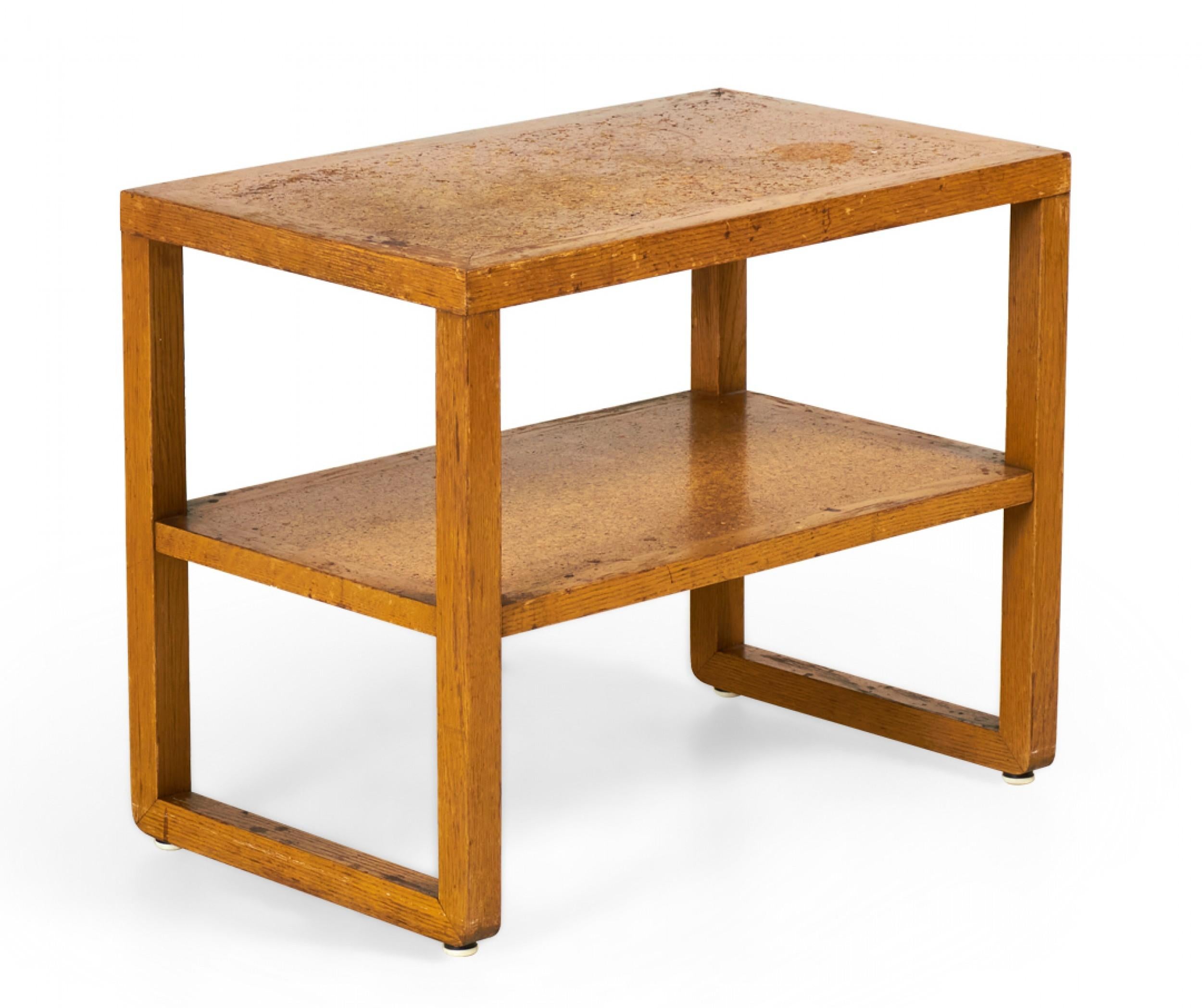 Pair of Walnut Cork Top End / Side Tables For Sale at 1stDibs