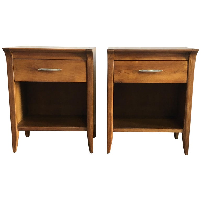 Pair of Walnut Nightstands by Drexel at 1stDibs