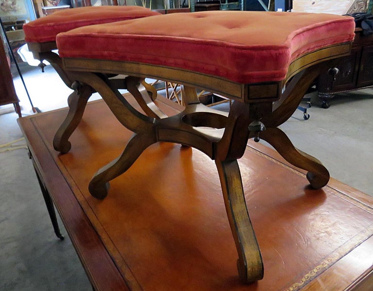 Pair of Walnut Regency Style Footstools at 1stDibs