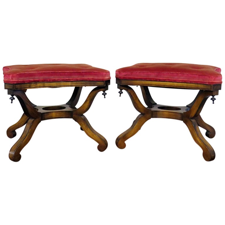 Pair of Walnut Regency Style Footstools at 1stDibs