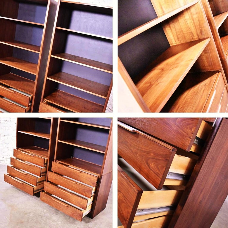 Pair of Walnut Scandinavian Modern Style Bookcase Storage Units by ...